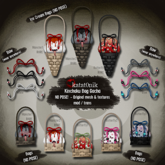 Second Life Marketplace - *katat0nik* (steelblue) Kinchaku Gacha Bow ...