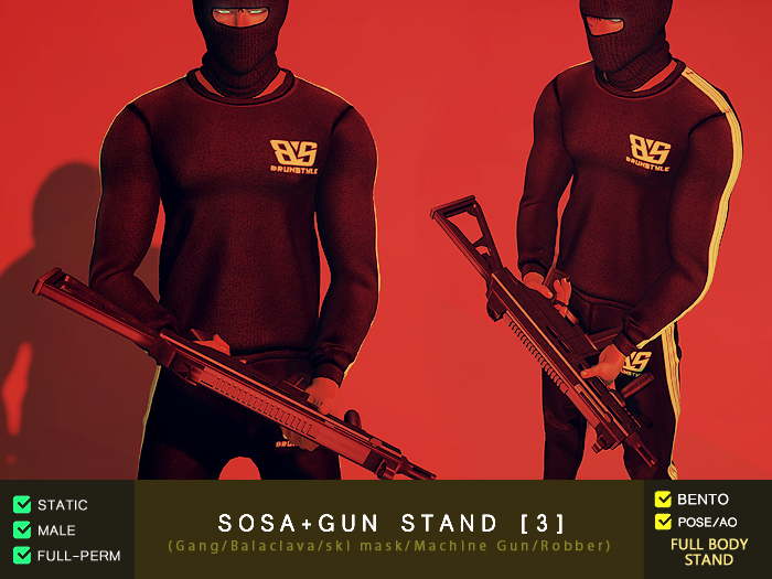 Second Life Marketplace - Sosa+Gun Stand 3 (Gang/Ski Mask/Robber)
