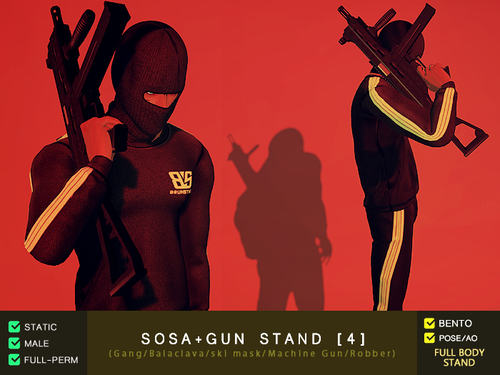 Second Life Marketplace - Sosa+Gun Stand 4 (Gang/Ski Mask/Robber)