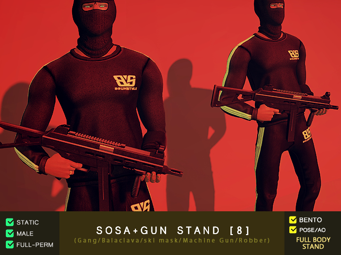 Second Life Marketplace - Sosa+Gun Stand 8 (Gang/Ski Mask/Robber)
