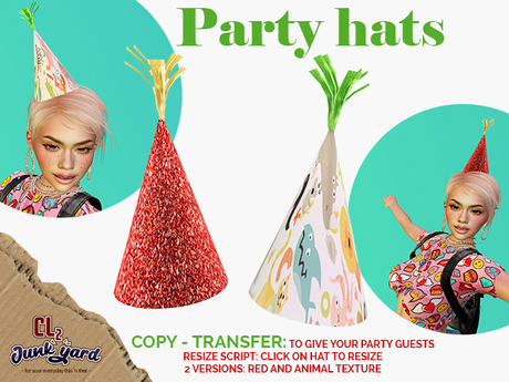 Second Life Marketplace - CL2-Junkyard: Party hats - Birthday hats: 2 ...