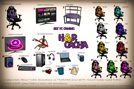 Second Life Marketplace - H&R Full Set PC Gaming Gacha-24 PIECES