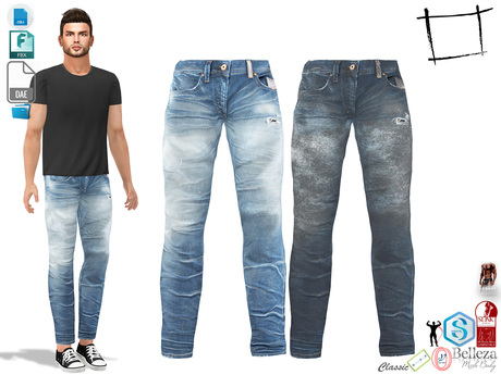 Second Life Marketplace - Dae Obj FBX Men's Straight Slim Fit Blue ...