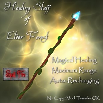 Second Life Marketplace - HEALING STAFF OF ELDER FOREST - SPELL FIRE