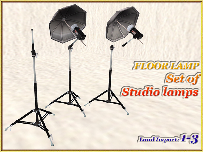 Second Life Marketplace - FLOOR LAMP - Set of Studio lamps (1-3 LI ...