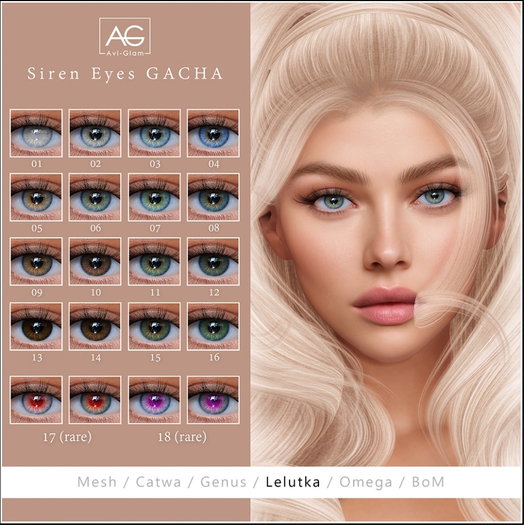 Second Life Marketplace - AG. Siren Eyes Gacha - BoM - 18 RARE