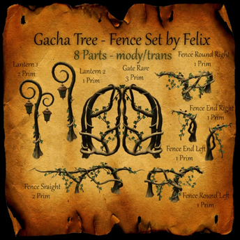 Second Life Marketplace - Gacha Tree Fence Set by Felix *Fence straight ...