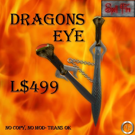 Second Life Marketplace - DRAGON'S EYE SWORD - SPELL FIRE