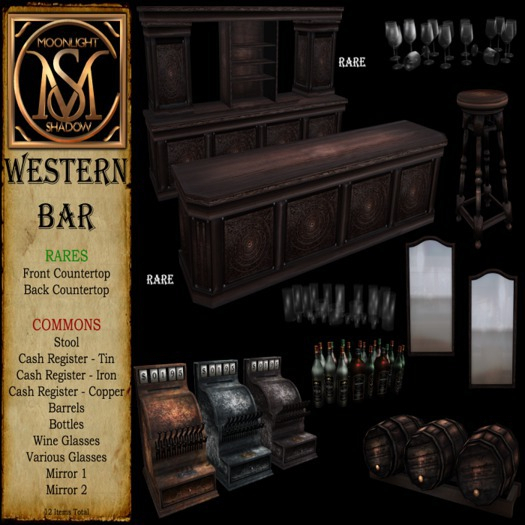 Second Life Marketplace - "Moon_Sha" Western Bar - Various Glasses
