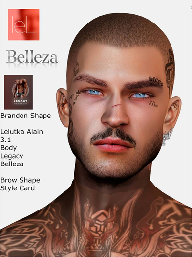Second Life Marketplace - Brandon Shape For Lelutka Alain 3.1 Second Life Marketplace - Brandon Shape For Lelutka Alain 3.1