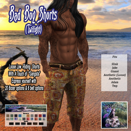 Second Life Marketplace - (wear me) DFF Bad Boy Shorts (Twilight) #14
