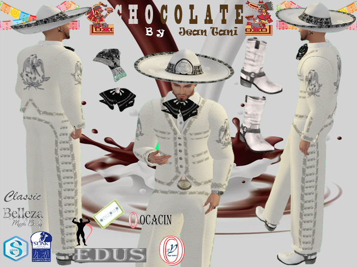 Second Life Marketplace - MEXICAN CHARRO ELEGANT WHITE AND SILVER.