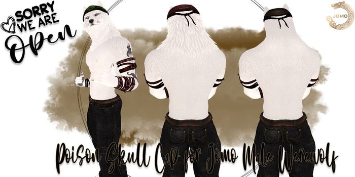 Second Life Marketplace - SWO Poison Skull Cap for Jomo Male Werewolf v4