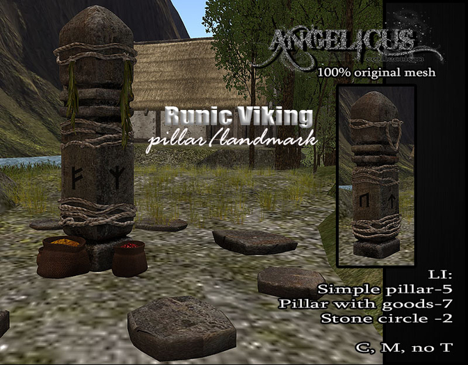 Second Life Marketplace - ::ANGELICUS:: Runic Viking Pillar/ landmark
