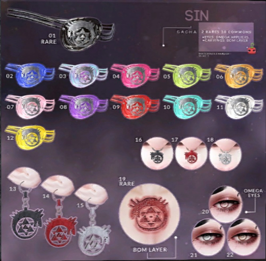 Second Life Marketplace - 21[Cubic Cherry] {Sin} eyes SILVER (omega)