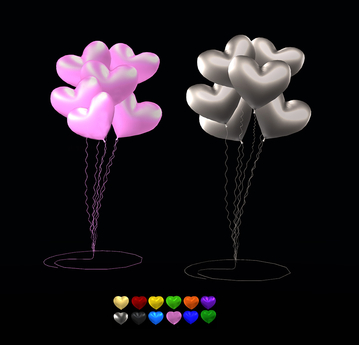 Second Life Marketplace - Heart Balloon Bouquet with 10 Color Texture Hud