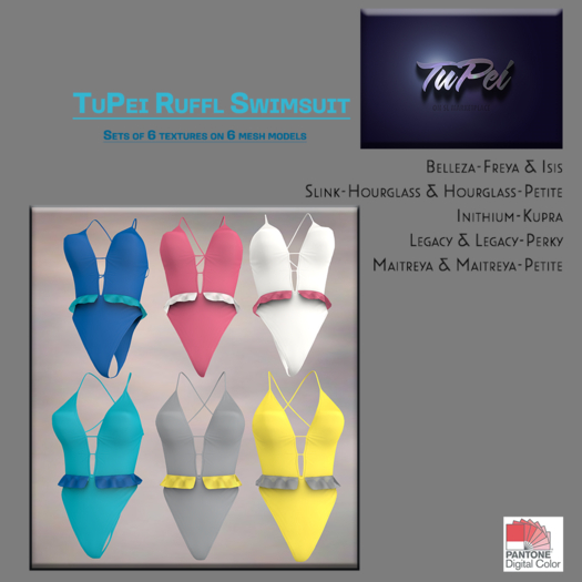 Second Life Marketplace - TuPei RuffL Swimsuit - Set of 6 for Belleza-Freya