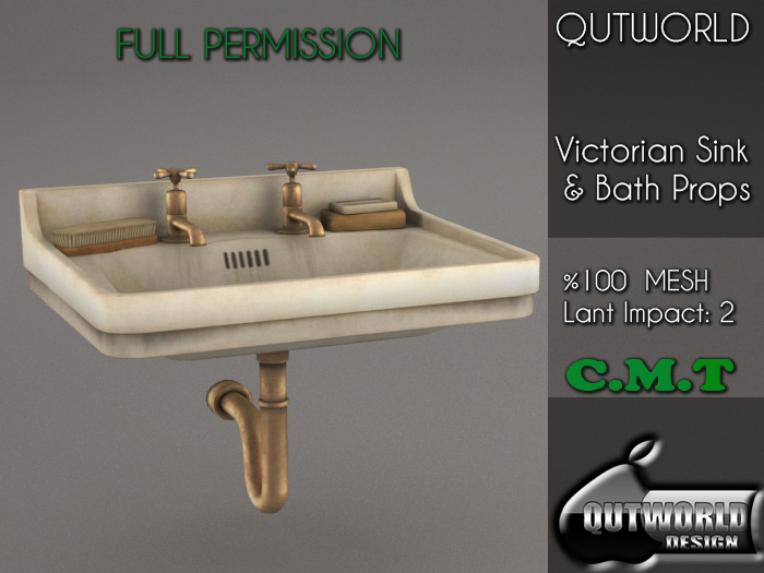Second Life Marketplace - .::QUTWORLD Victorian Sink & Bath Props::.FP