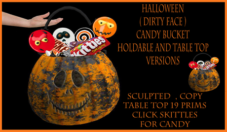 Second Life Marketplace - Halloween ( Dirty Face ) Candy Bucket