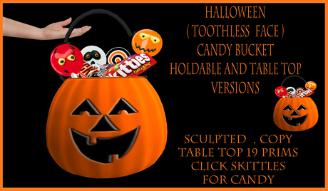 Second Life Marketplace - Halloween ( Toothless Face ) Candy Bucket