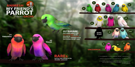 Second Life Marketplace - :ANDORE: - gacha - my friend's a parrot #2