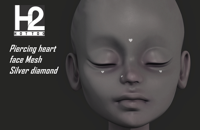 Second Life Marketplace - H2 - Piercing heart face Mesh Silver diamond
