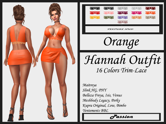 Second Life Marketplace Passion Hannah Outfit Orange