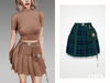 Second Life Marketplace - ISON - Falconer Pleated Skirt - greenplaid