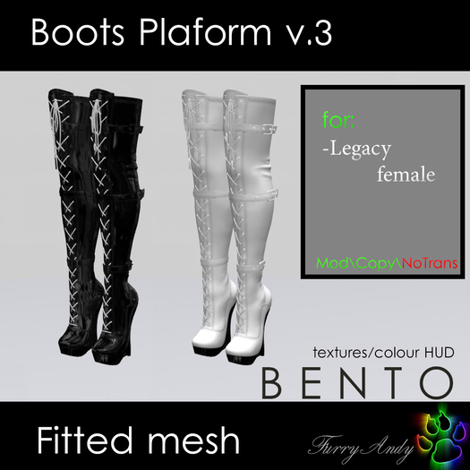 Second Life Marketplace - Furry Andy - Boots Platform v3 - Legacy female