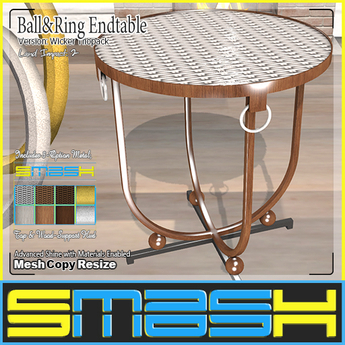 Second Life Marketplace - SMASH - Ball&Ring Endtable (Wicker Triopack)