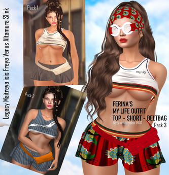 Second Life Marketplace - !FERINA'S MY LIFE 2 : SHORT/TOP/BELTBAG/PACK 2 [BOX]