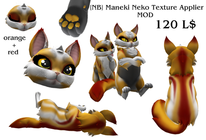 Second Life Marketplace - {NB} Maneki Neko Texture Applier MOD orange red