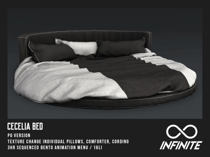 Second Life Marketplace - Infinite - Cecelia Bed (PG) *Black