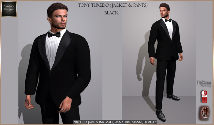 Second Life Marketplace - SAS - Tony Black Tuxedo (MB & FM)