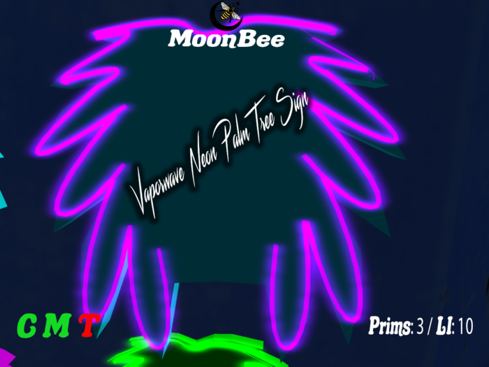 Second Life Marketplace - :MoonBee: Vaporwave PalmTree Neon Sign (BOXED)