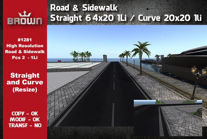 Second Life Marketplace - 1281 High Resolution Road & Sidewalk Pcs 2 Resize
