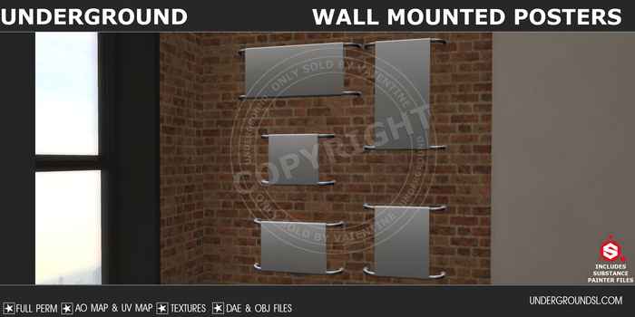 Second Life Marketplace - [UG MESH] WALL MOUNTED POSTERS PACK (DAE ...