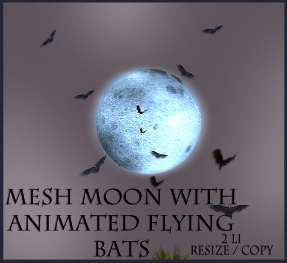 Second Life Marketplace - Mesh Moon With Animated Flying Bats