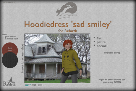 Second Life Marketplace - {IG} fashion dress_w_hood sad_smiley Rebirth ...