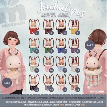 Second Life Marketplace - *MishMish* Jackalope Backpack - Purple