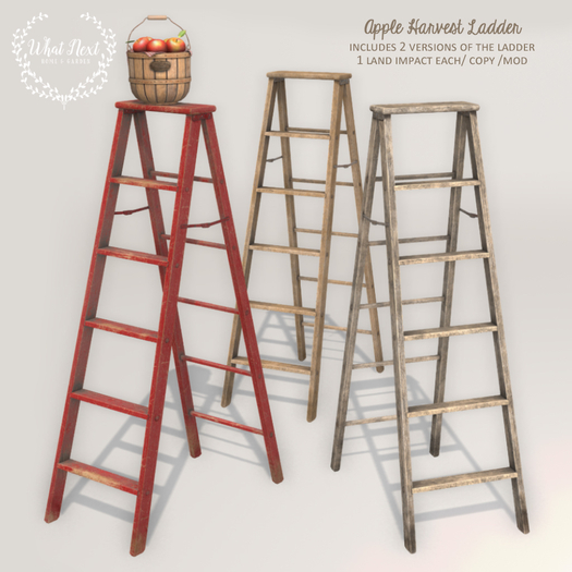 Second Life Marketplace - {wn} Apple Harvest Ladder & Basket (boxed)