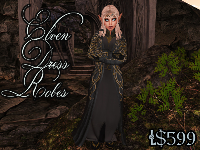 Second Life Marketplace - .:[R2]:. Elven Dress Robes Black