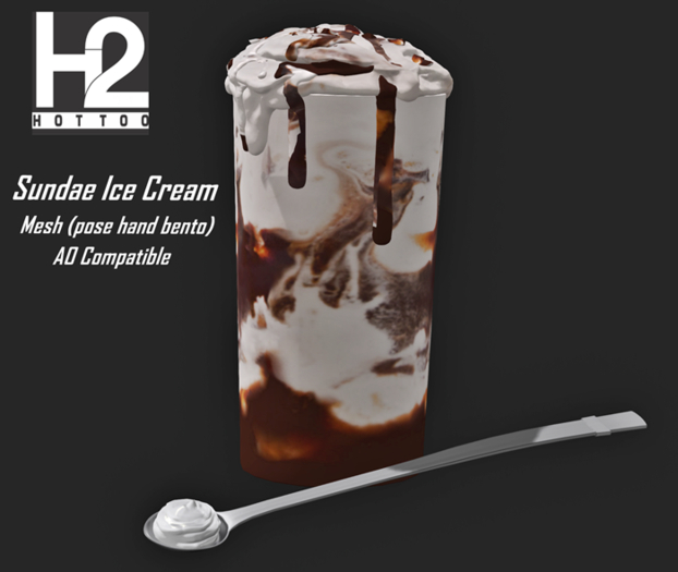 Second Life Marketplace - H2 - Sundae Ice Cream Mesh (pose hand bento)