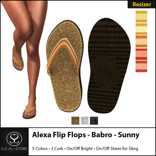 Second Life Marketplace - SaCaYa - Alexa Flip Flops - Babro - Sunny