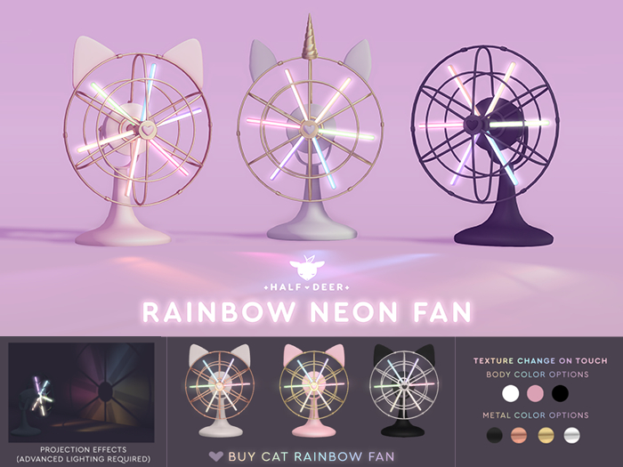 Second Life Marketplace - +Half-Deer+ Rainbow Neon Fan [Cat]