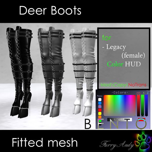 Second Life Marketplace - Furry Andy - Deer Boots for Legacy female