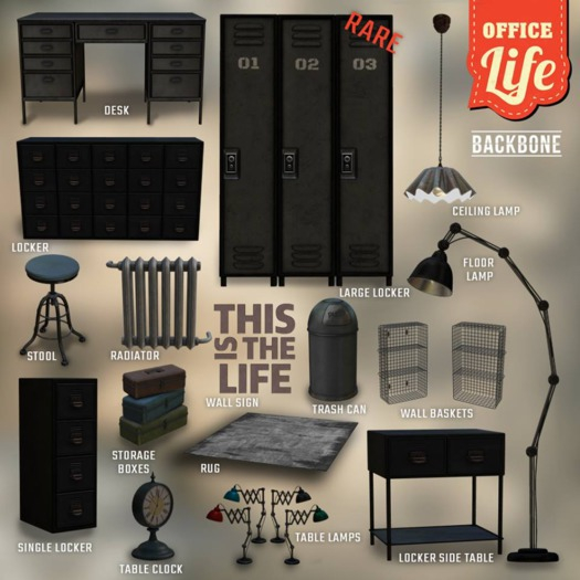 Second Life Marketplace - BackBone Office Life - Desk Lamp Black