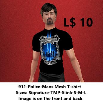 Second Life Marketplace - 911-Police-Mens' mesh shirt