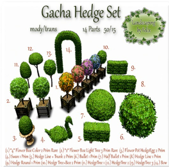 Second Life Marketplace - Gacha Hedge Set by Felix *Half Bullet* 1 Prim