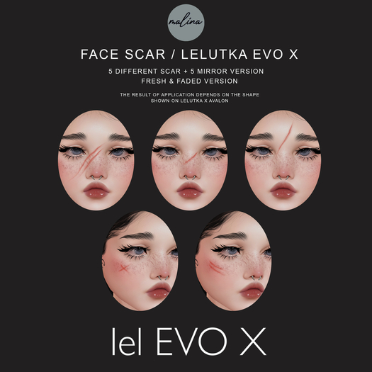 Second Life Marketplace - Malina - Face scar / Lel Evo X / BOM